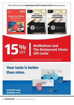 ALDI Gift Card and Mobile Plans Catalogue Aug 2019 - Catalogue AU