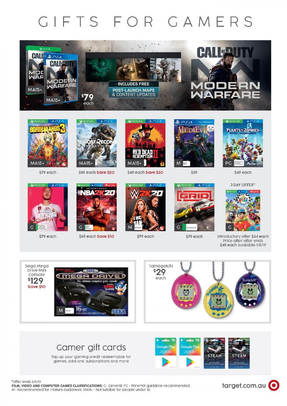 Target Christmas Gaming Gifts 31 Oct - 20 Nov 2019