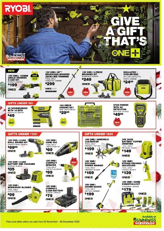 Bunnings Catalogue Ryobi 22 - 26 Dec 2022 | Catalogue AU