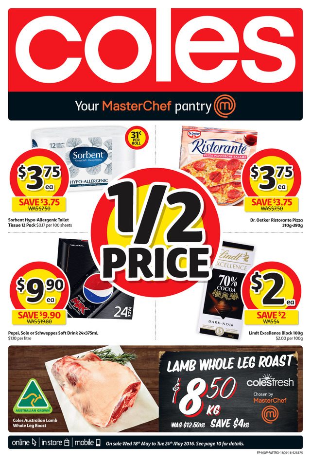 Coles Catalogue 18 May 2016 | HALF PRICE and SPECIALS | Catalogue AU