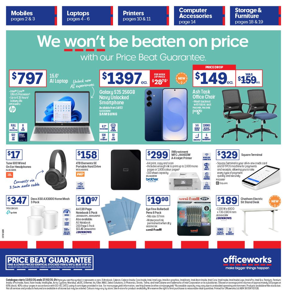 Officeworks Catalogue February 12 - 27, 2025 We Won't be Beaten on ...