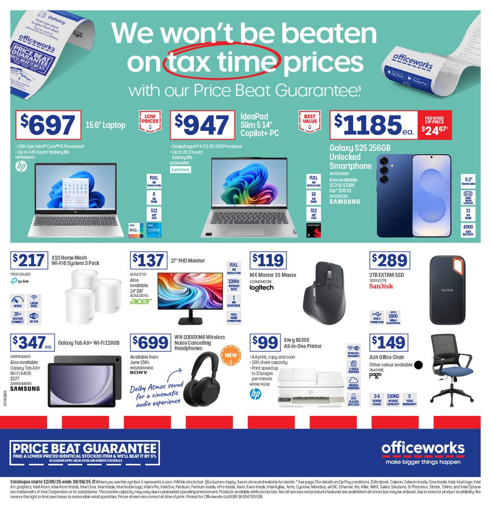 Officeworks Catalogue June 11 - 30, 2025 We Won't be Beaten on Tax Time ...
