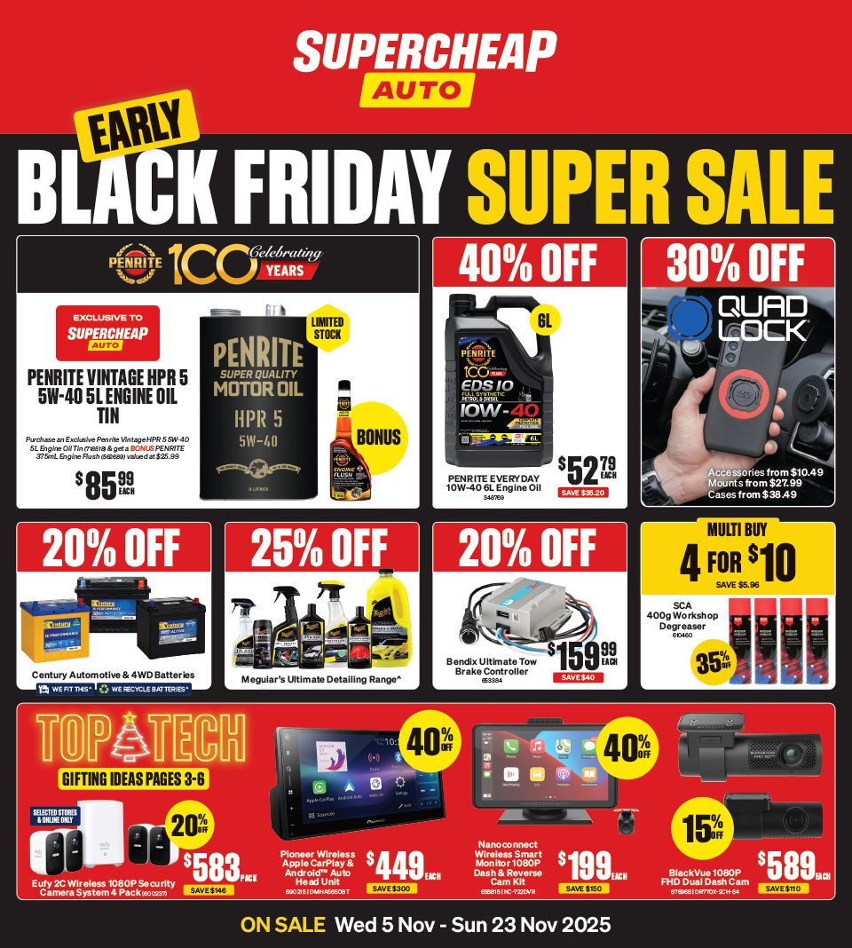 Supercheap Auto Catalogue November 4 - 23, 2025 Early Black Friday ...